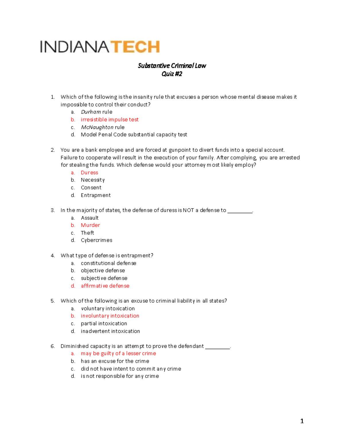 F22 Crim Q2 KEY - Answers for Quiz 2 on Criminal Law Concepts - Studocu