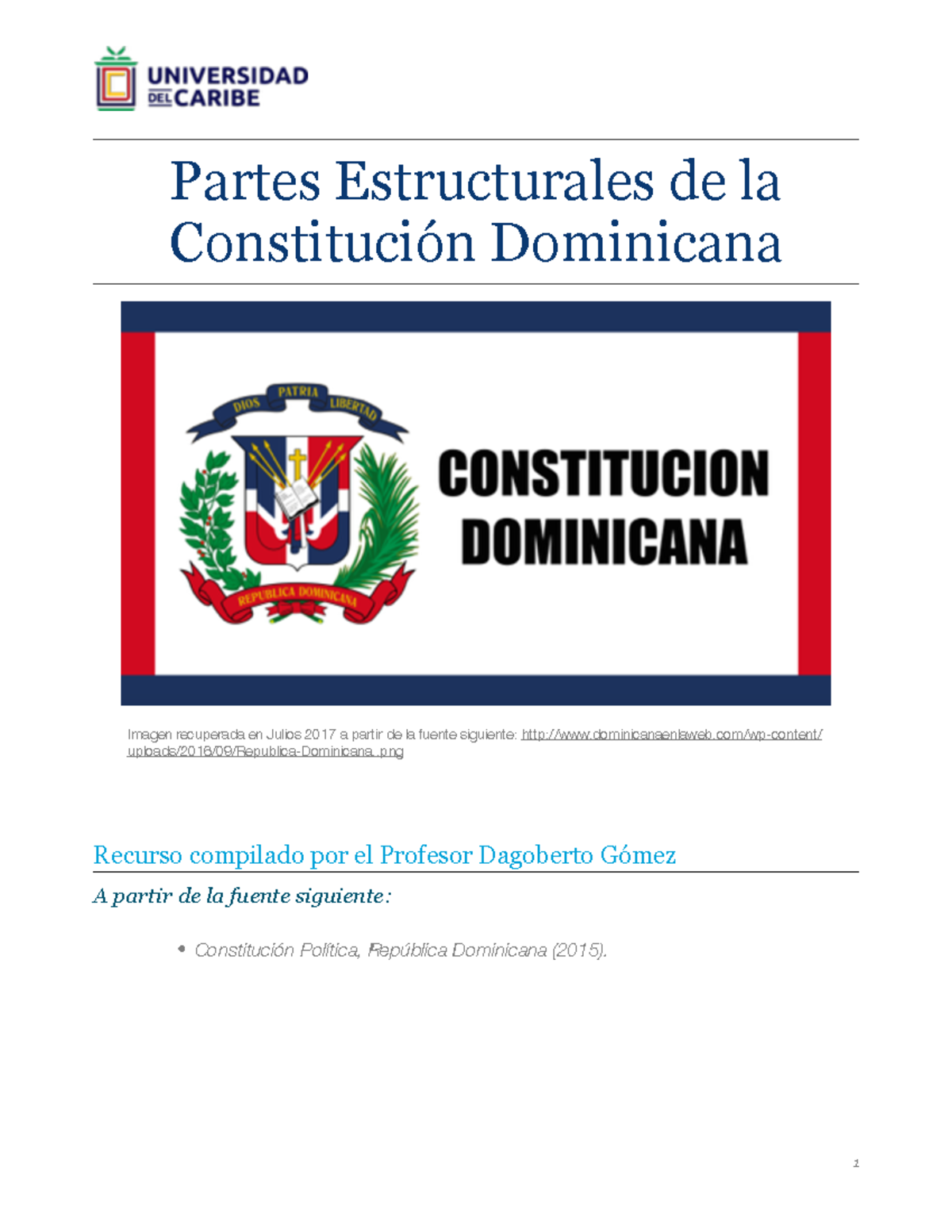Unidad 2. Actividad 1: Estructura de la Constitución Dominicana - Studocu