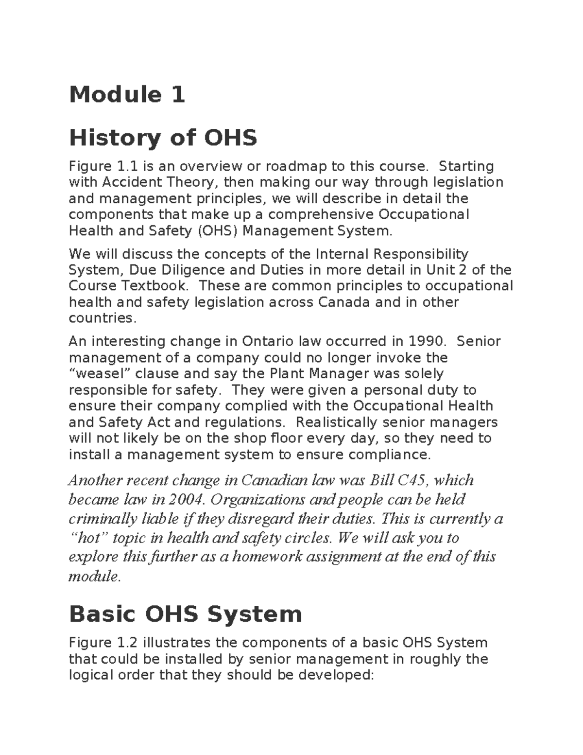 Midterm Review: Module 1 - History of OHS and Management Systems - Studocu