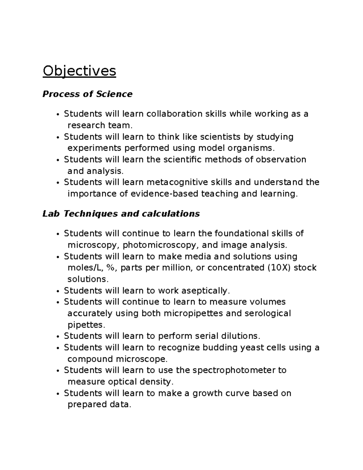 BU HEROES Biology Lab Techniques Study Guide - Studocu