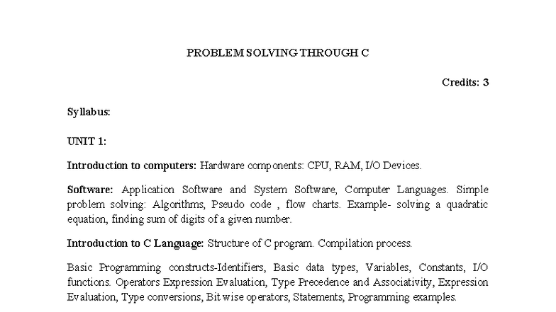 C Programming: Problem Solving Techniques and Concepts - Studocu