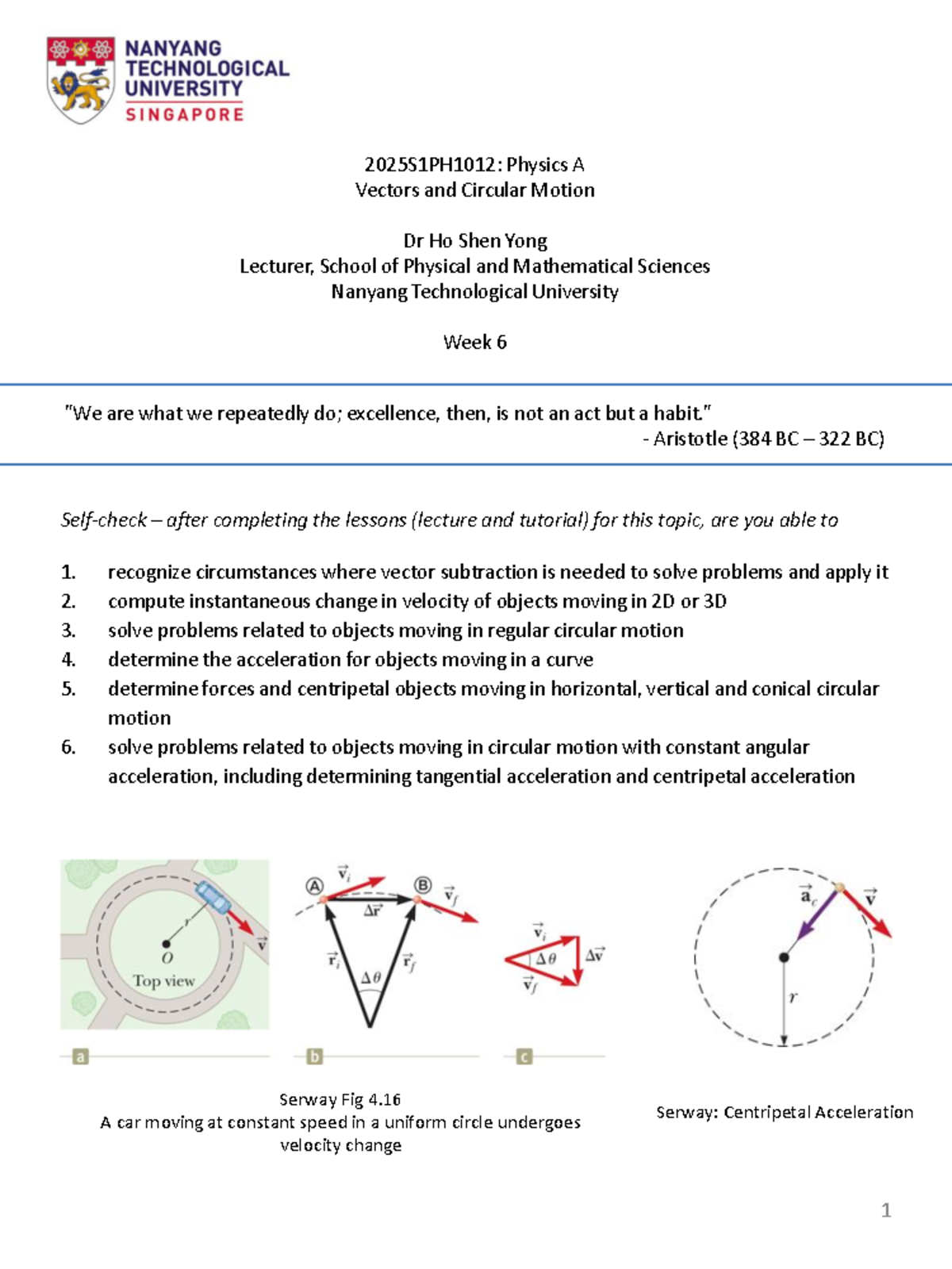 2025S1 PH1012: Physics A Circular Motion & Gravitation Notes - Studocu
