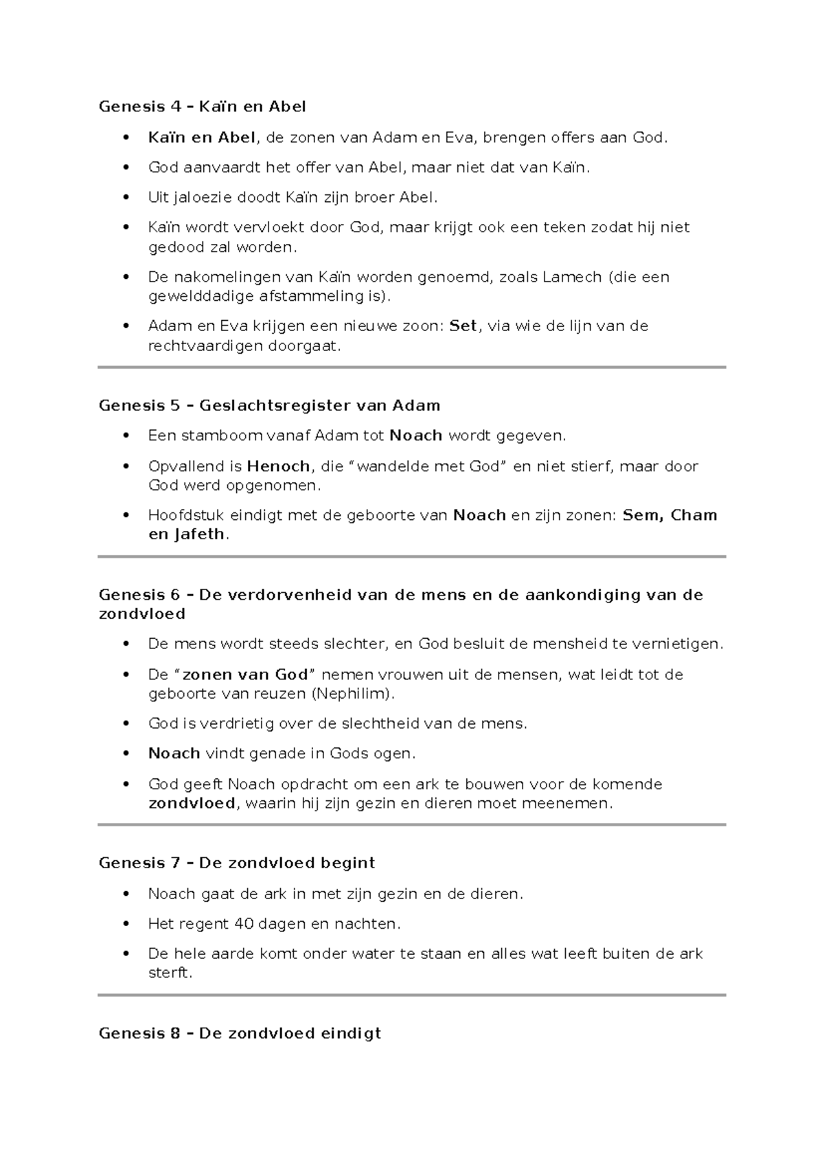 Genesis 4-10: Kaïn, Abel en de Zondvloed (Toetsdoel 2) - Studeersnel