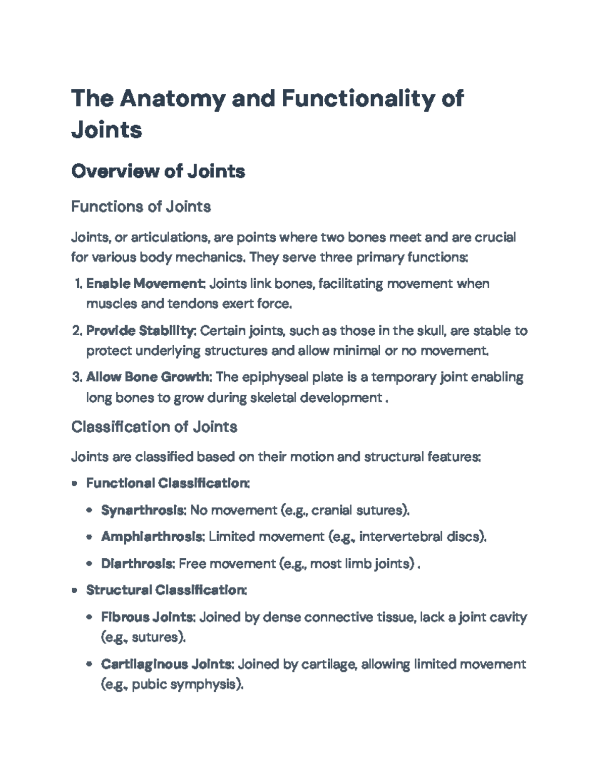 Anatomy and Functionality of Joints: A Comprehensive Overview - The Anatomy and Functionality of ...