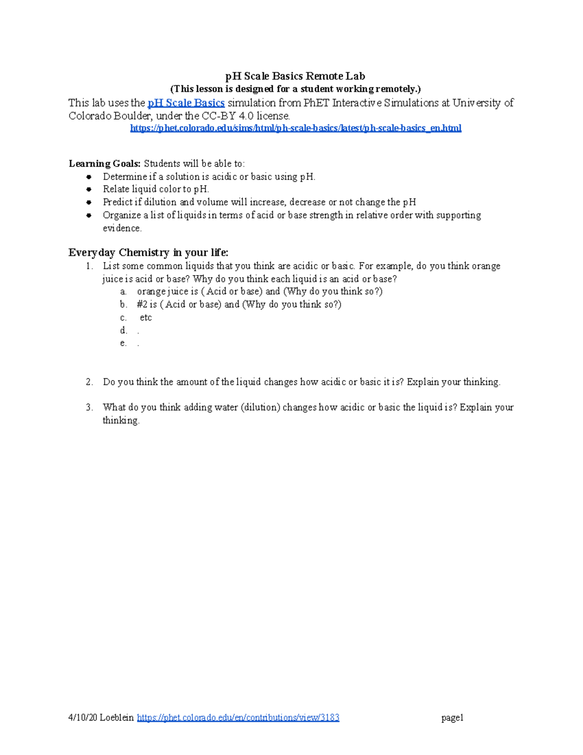 pH Scale Basics Remote Lab: Understanding Acids and Bases - Studocu