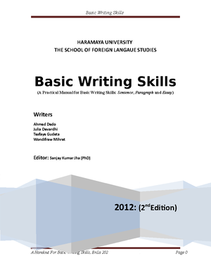 Basic Writing Skill - Engla 1012 - AAU - Studocu