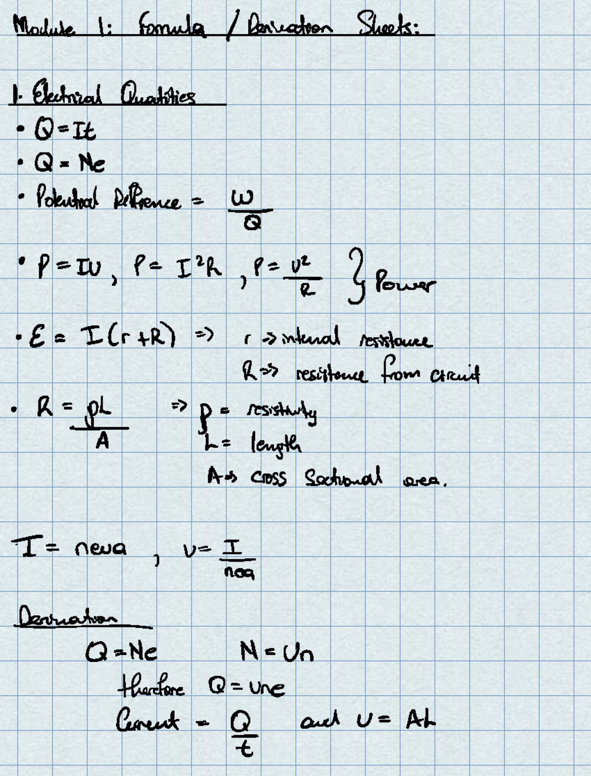 Formula Sheet Unit 2: Summary of Electricity & Magnetism Concepts - Studocu