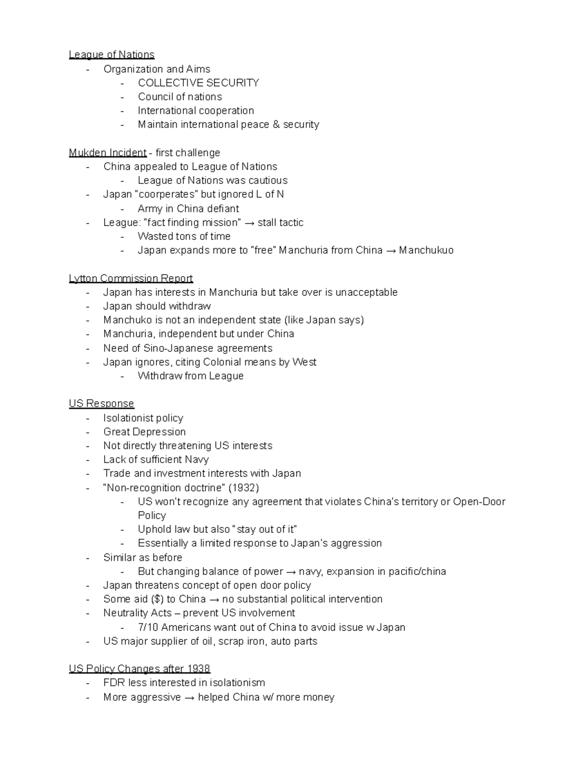 International Response to Japanese Expansion: League of Nations & US ...