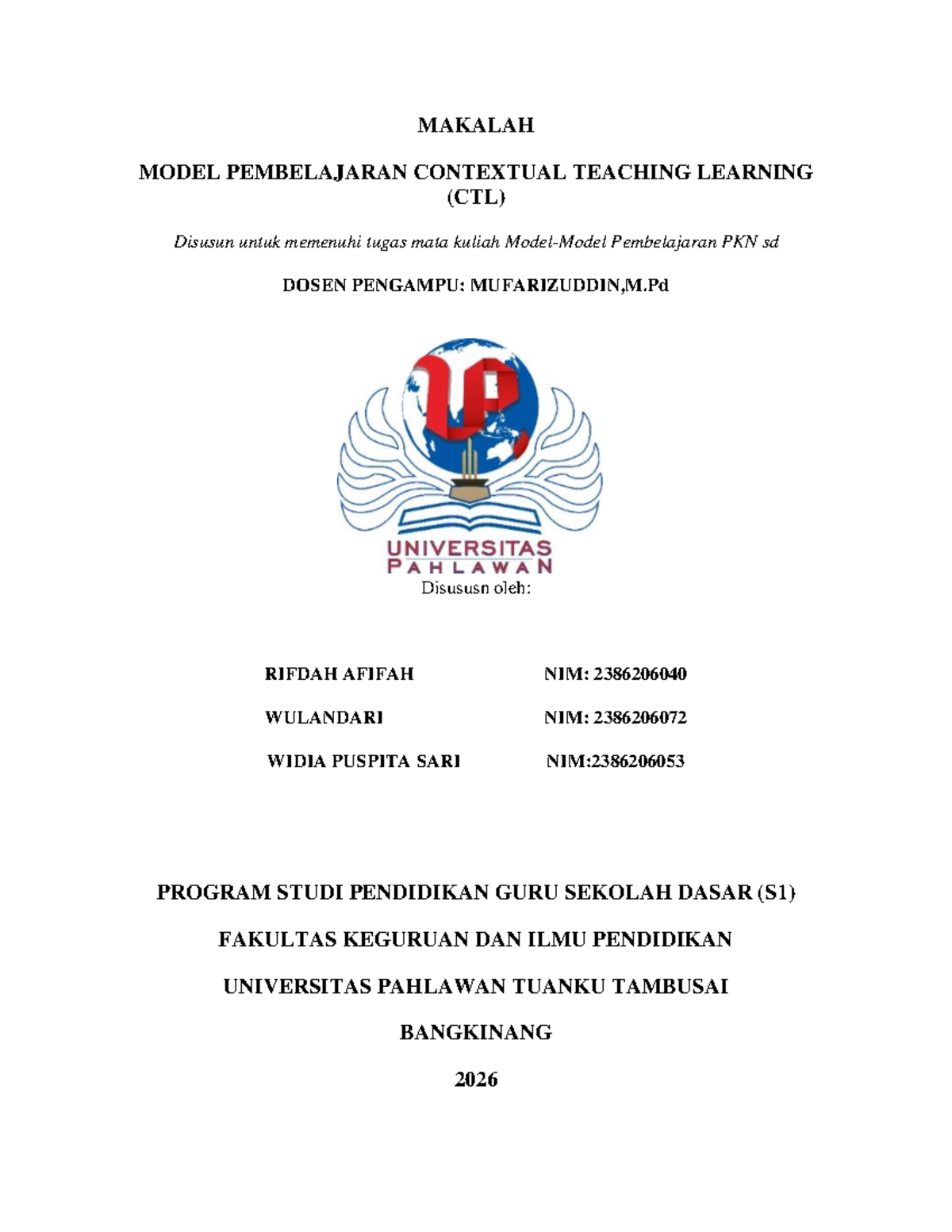 Makalah Pembelajaran Contextual Teaching Learning (CTL) KEL 8 - Studocu