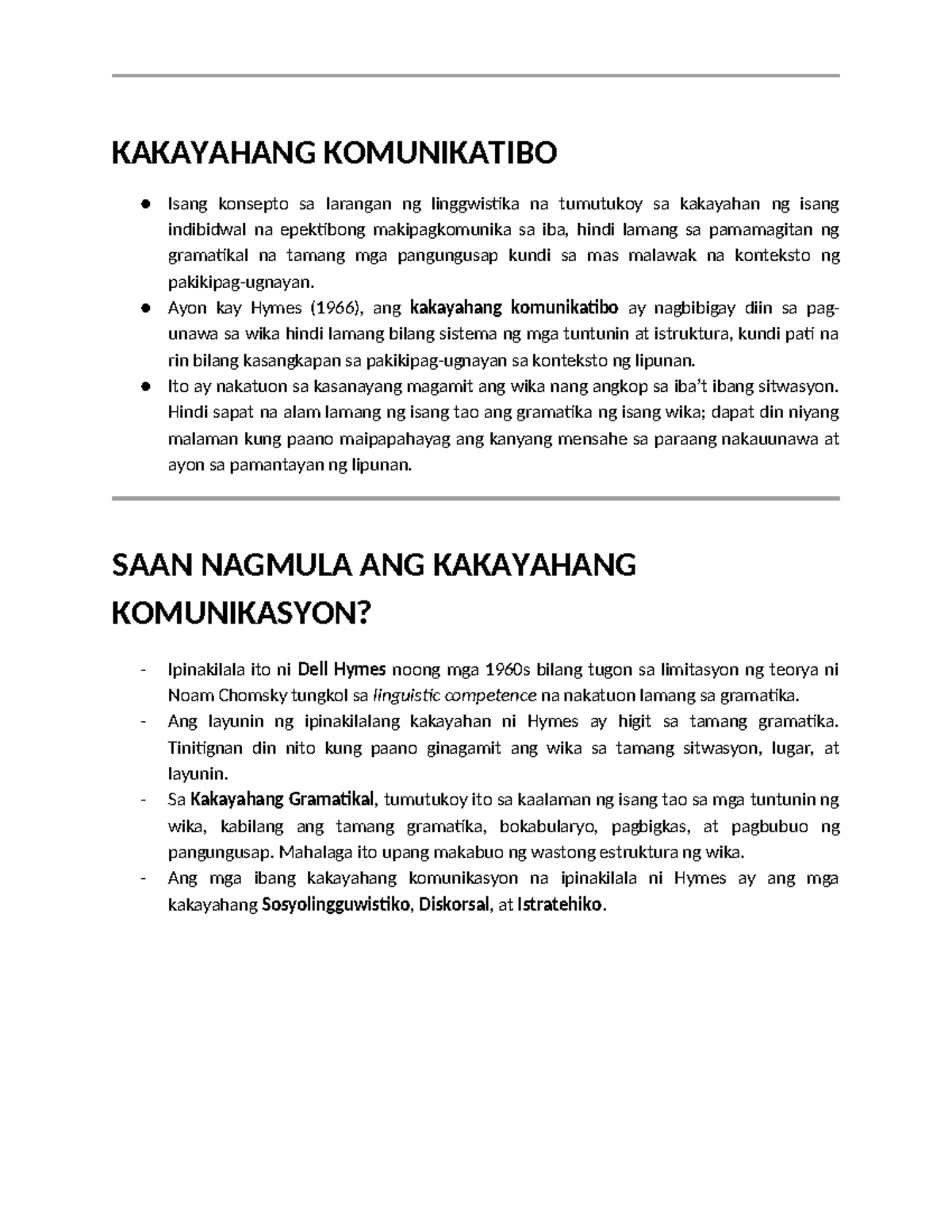 Kakayahang Komunikatibo at Gramatikal sa Linggwistika (KLA 101) - Studocu