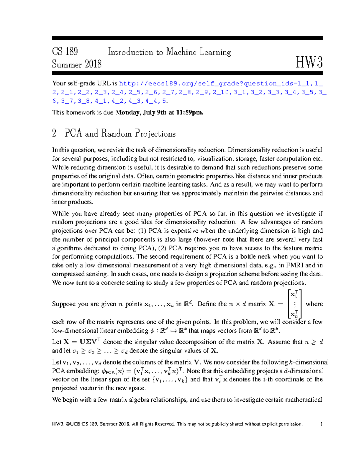 Hw03-sol - hw3 solution. - CS 189 Introduction to Machine Learning Summer 2018 HW3 Your URL is ...