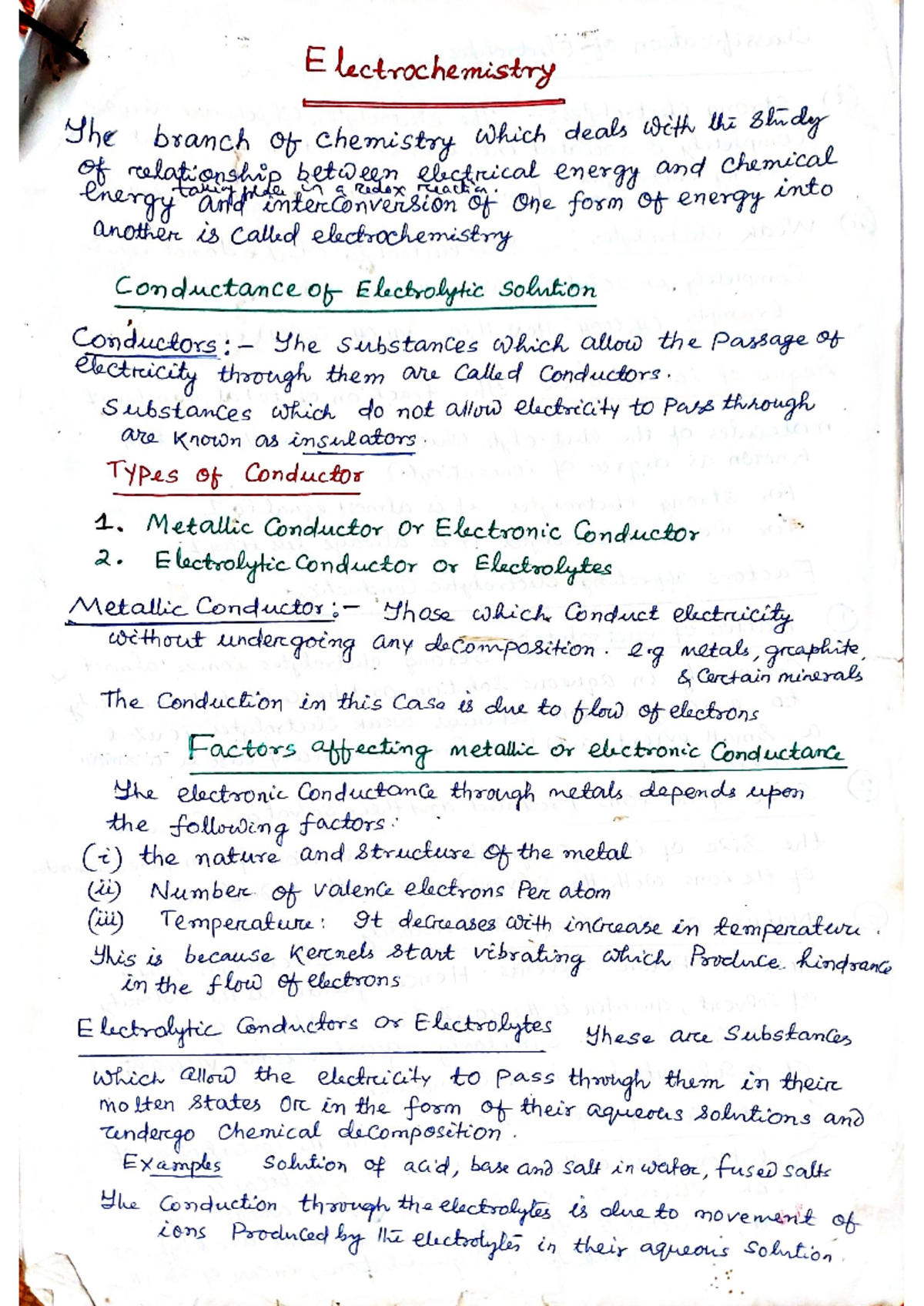 Electrochemistry: Conductance, Resistance, and Molar Conductivity Notes ...