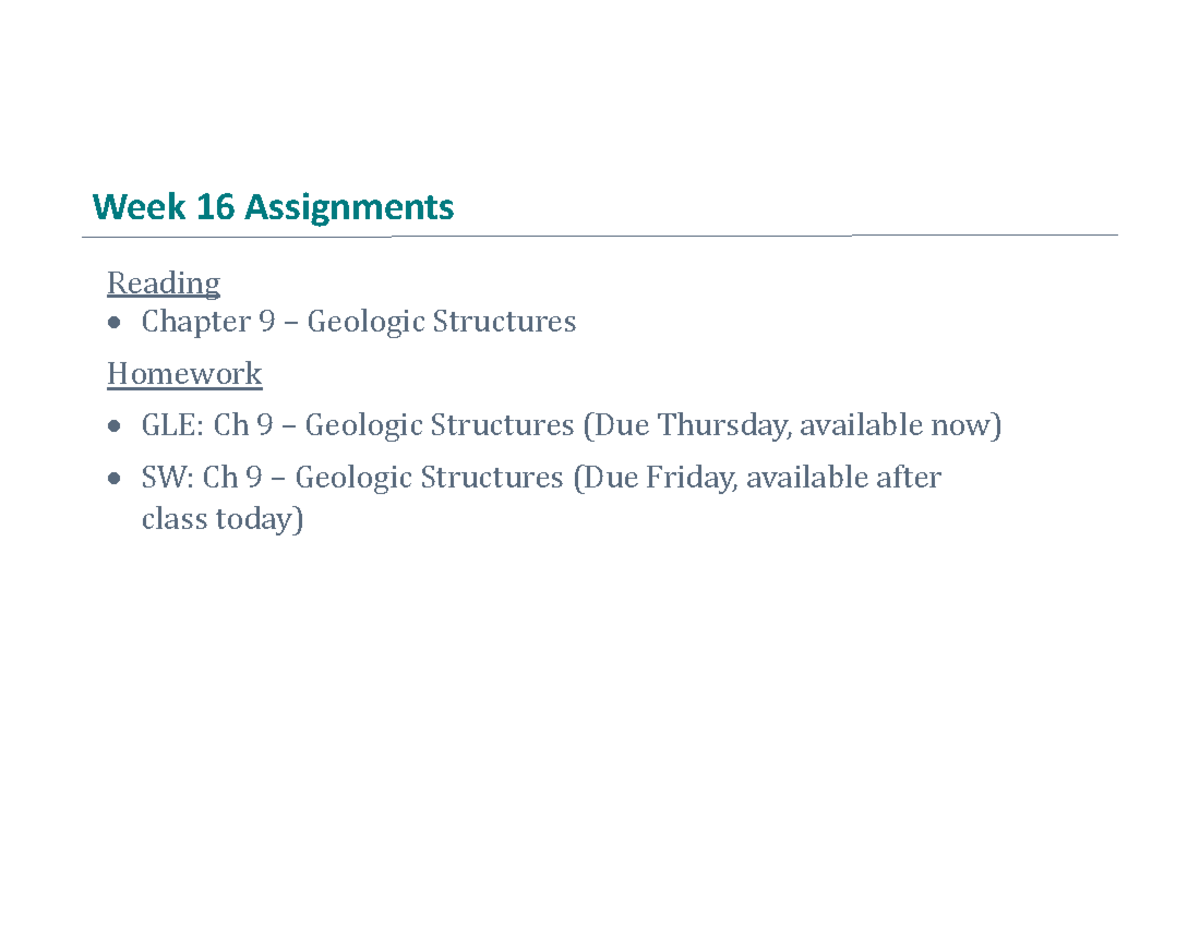 Week 16 Assignments: Geologic Structures & The Big Bang - Studocu