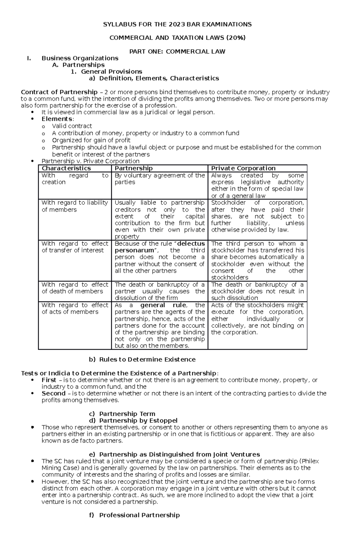 Commercial Law Notes for 2023 Bar Exam Review - Studocu