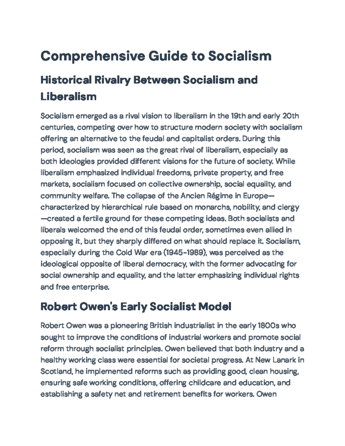 Comprehensive Overview of Socialism: Ideals, History & Critique - Studocu