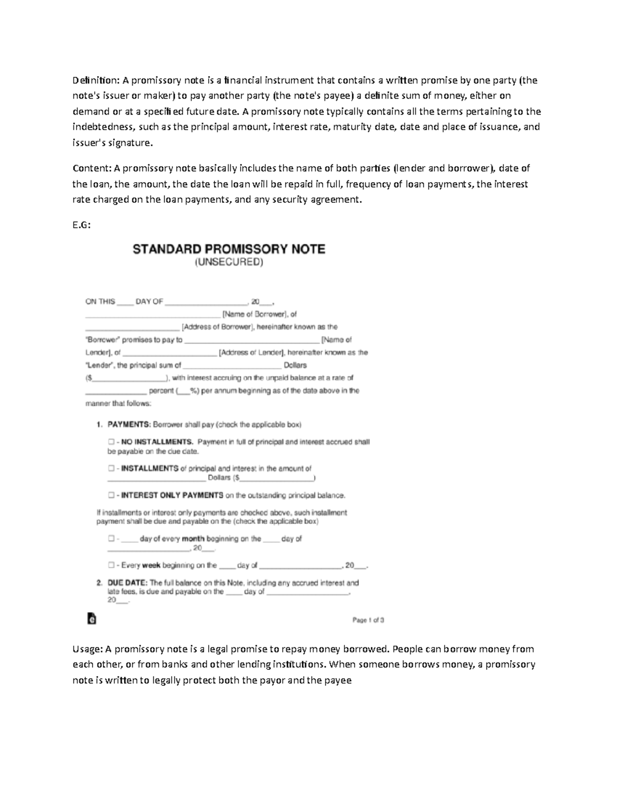 Promissory Note Overview: Definition, Usage, and Key Components - Studocu