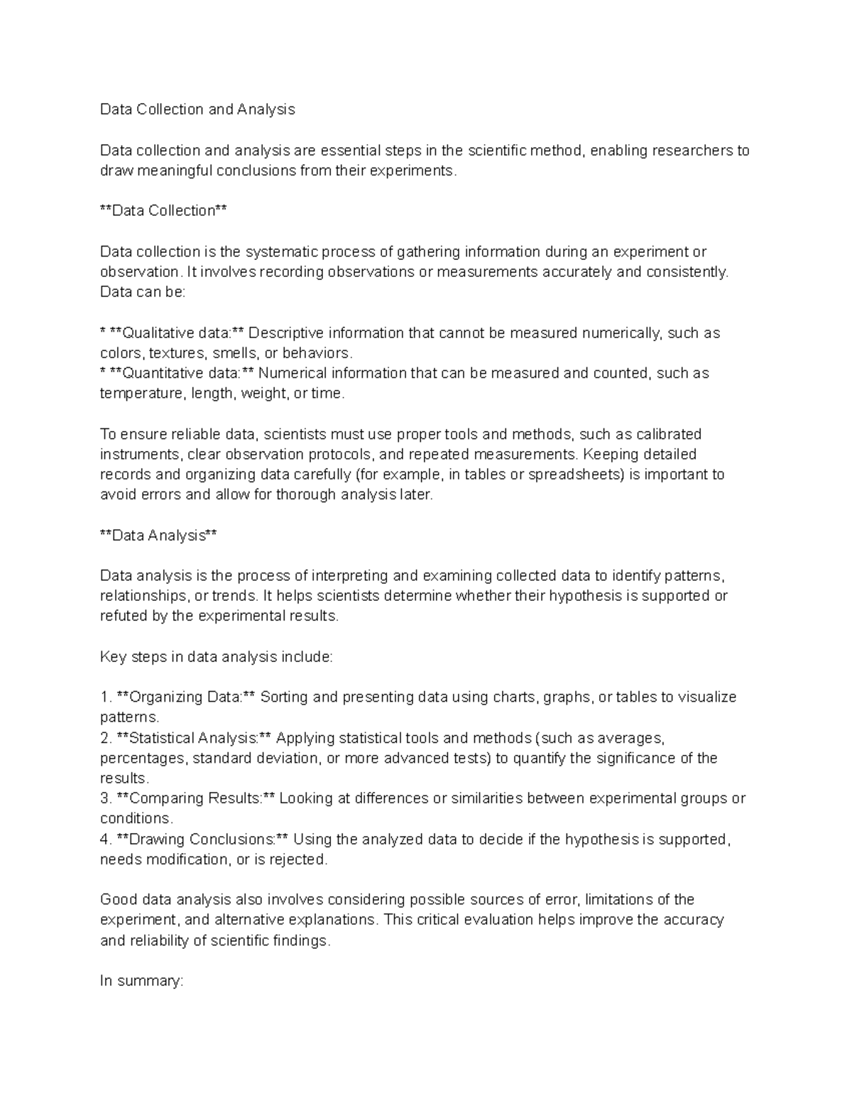 Data Collection and Analysis: Key Steps in Research Methodology - Studocu