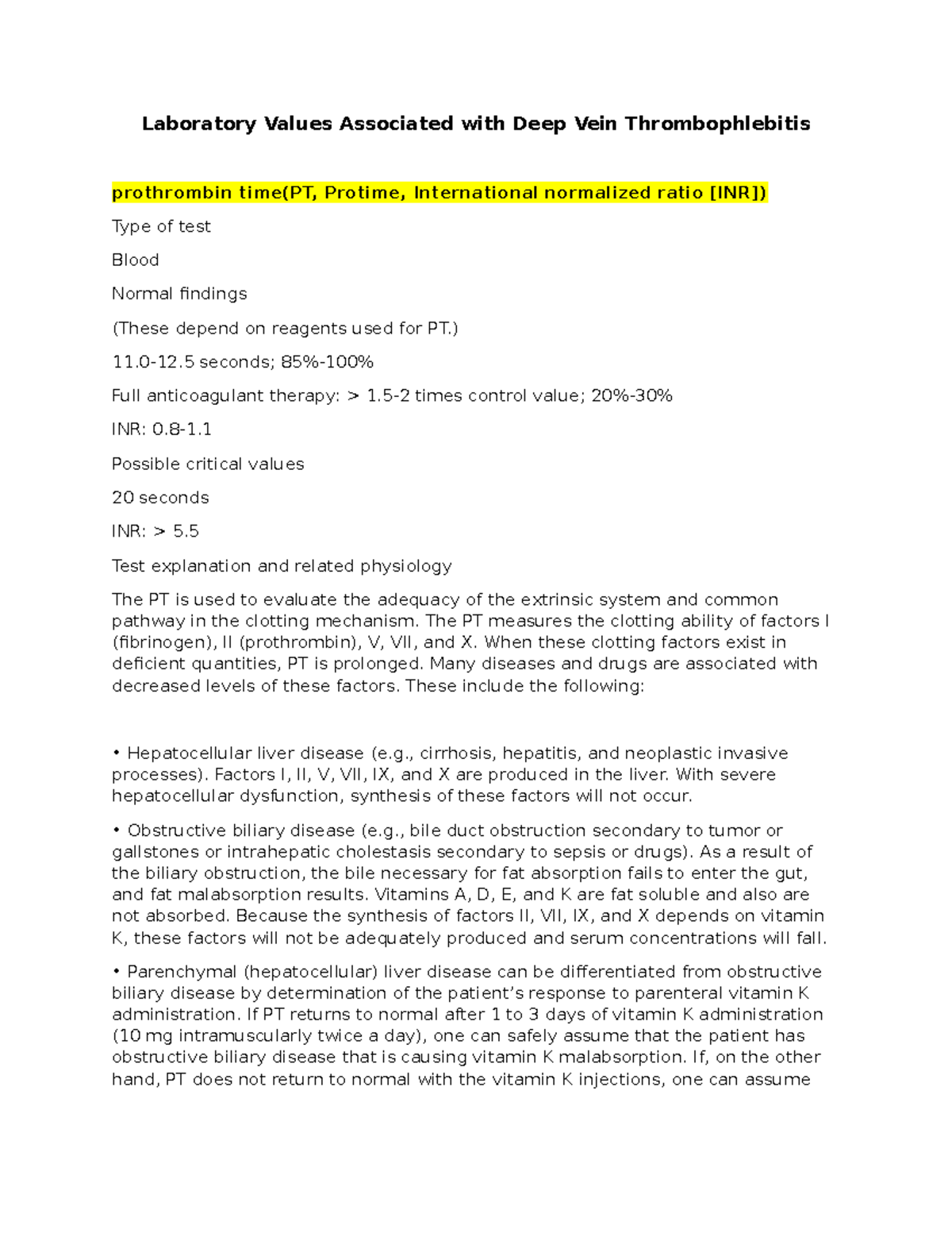 DVT Lab Values: Key Laboratory Findings for Deep Vein Thrombosis ...