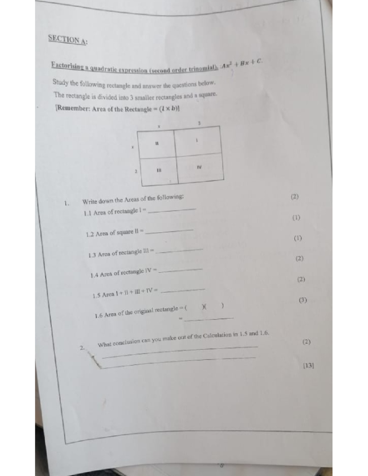 Grade 10 Maths Investigation: Factorising Quadratics - 2025 - Studocu