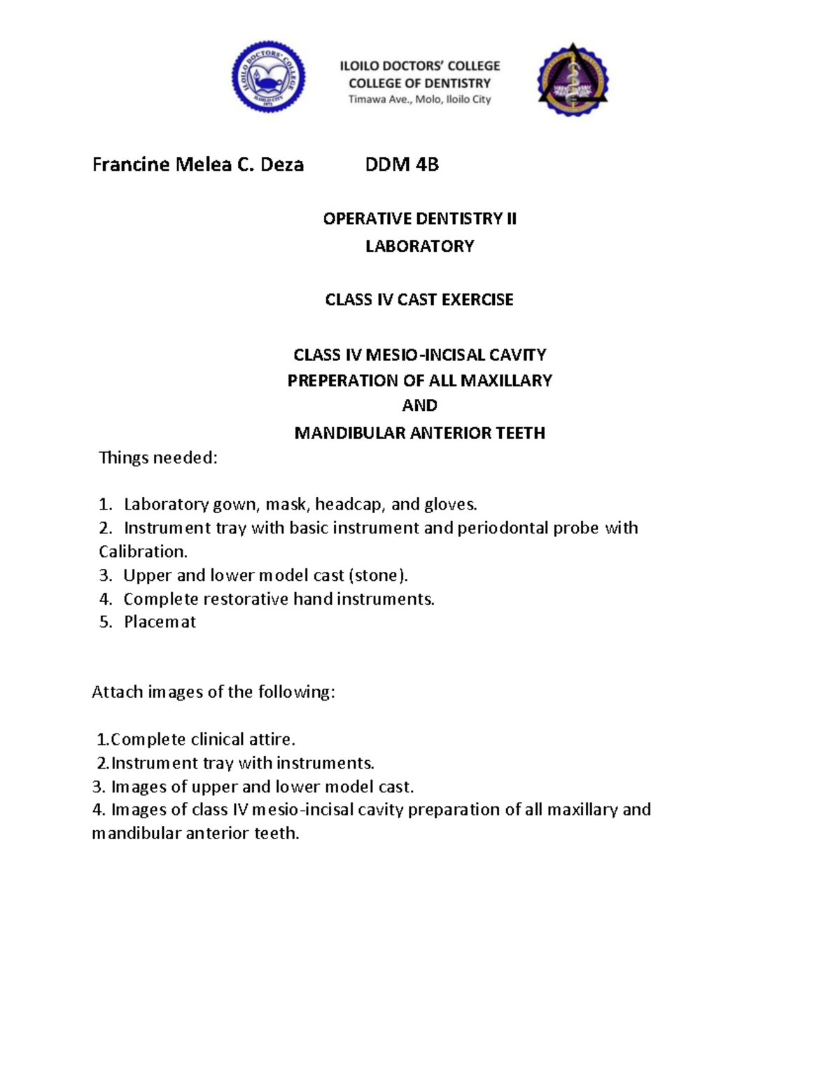 DEZA- Francine Melea C. - CAST Exercise Class IV - Francine Melea C ...