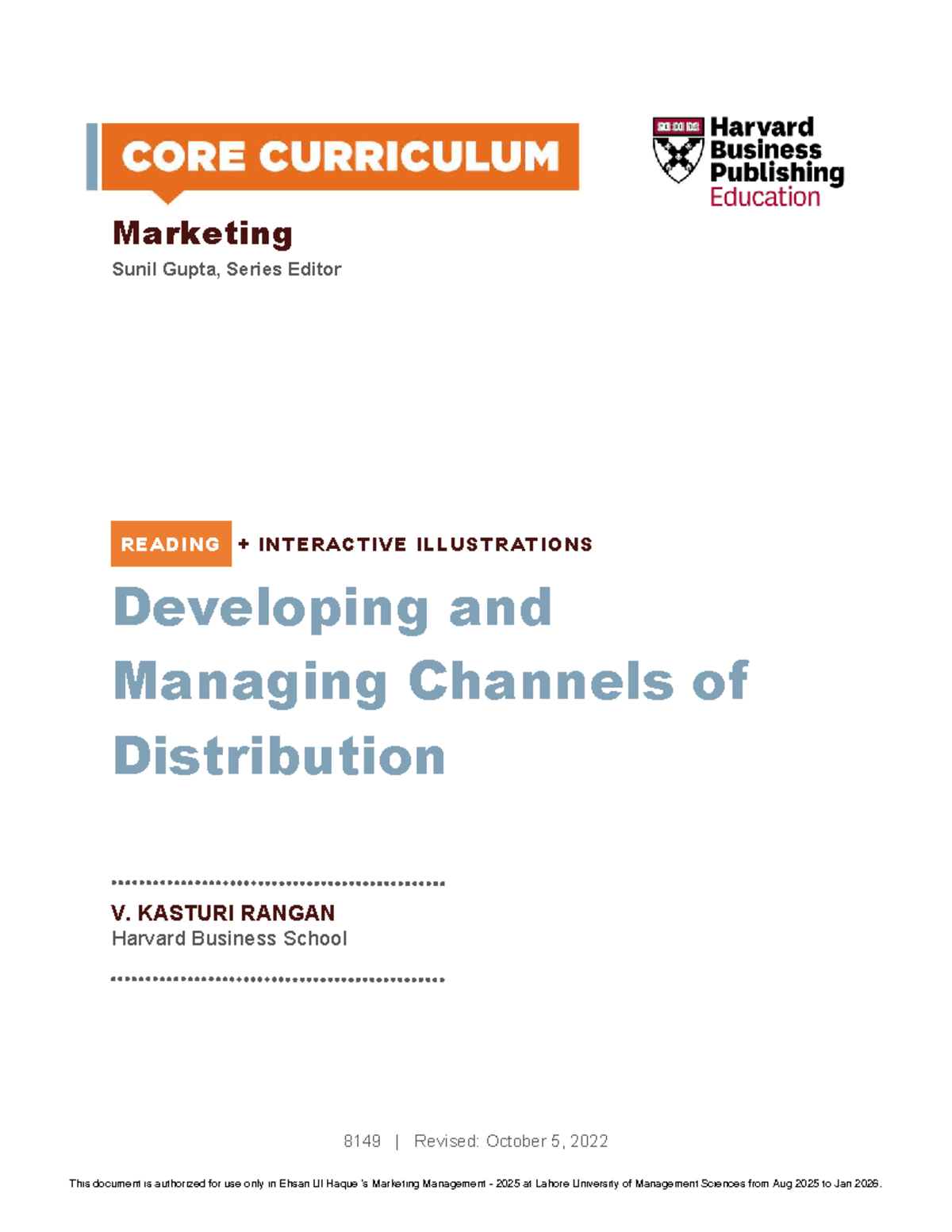 Marketing Management 8149: Developing & Managing Distribution Channels ...