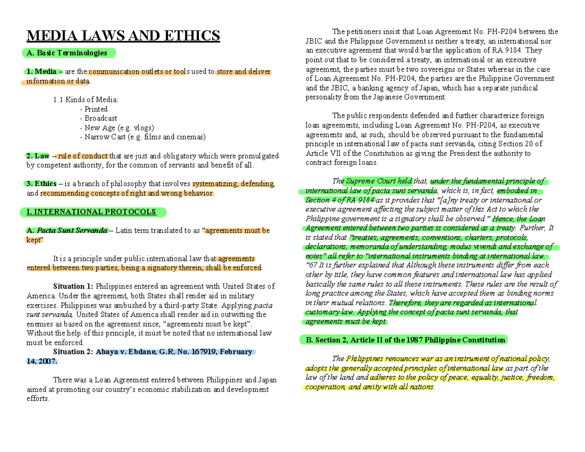 Media Law and Ethics: Key Concepts and International Protocols Review ...