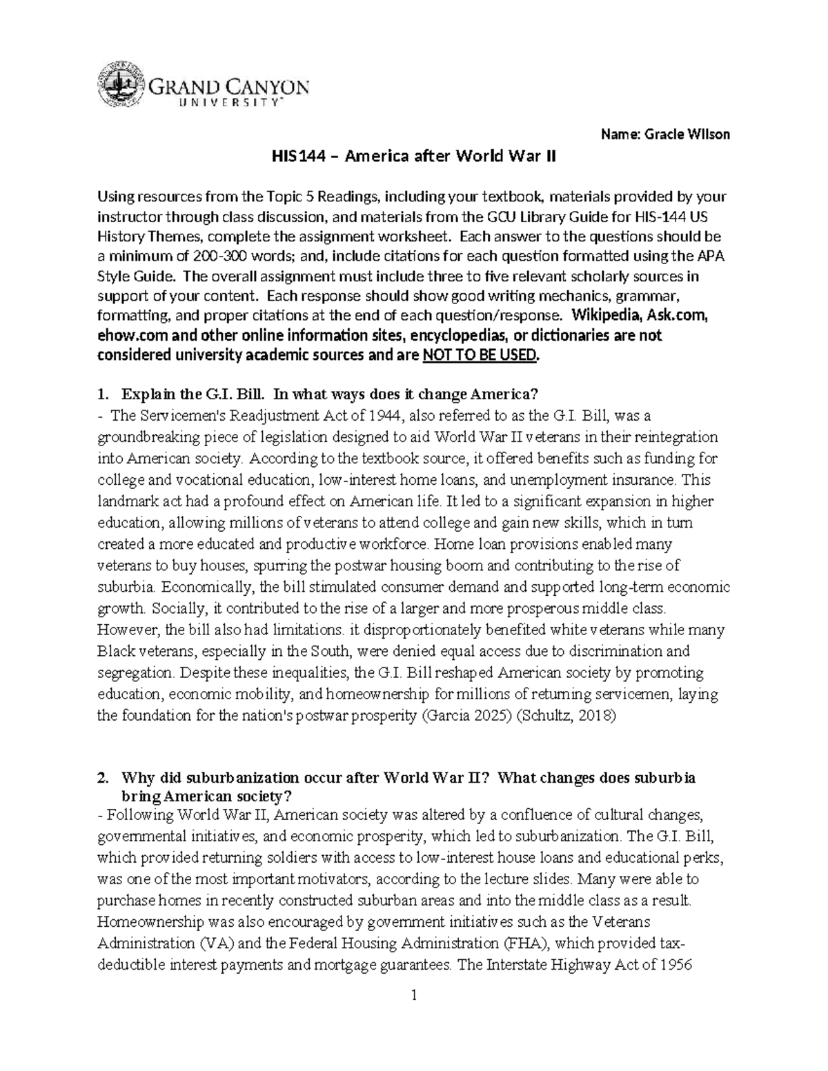 HIS 144 T5 America after WWII: The impact of the G.I. Bill and ...