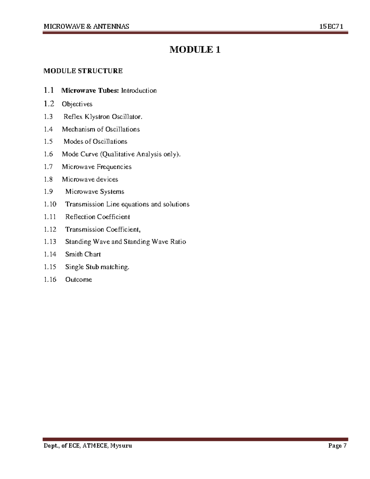 M1 - Vtu notes - MODULE 1 MODULE STRUCTURE 1 Microwave Tubes ...