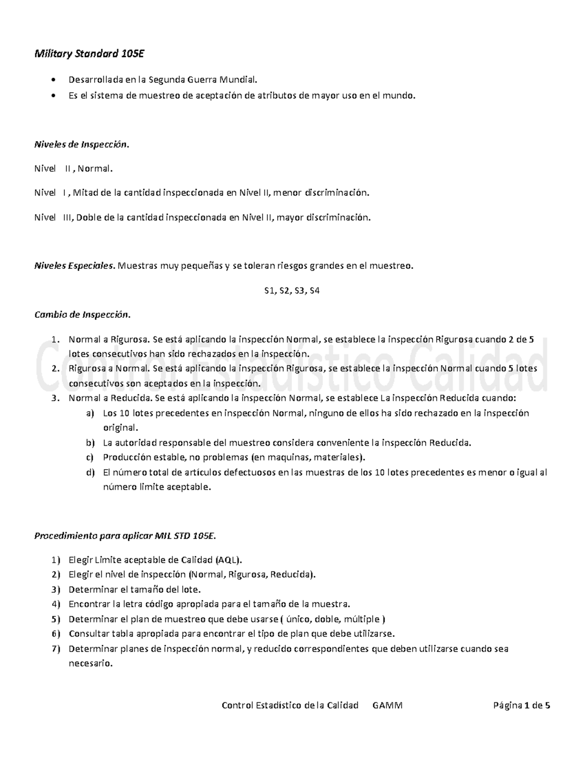 Guía Práctica sobre el Estándar Militar 105E para Muestreo Aceptación ...