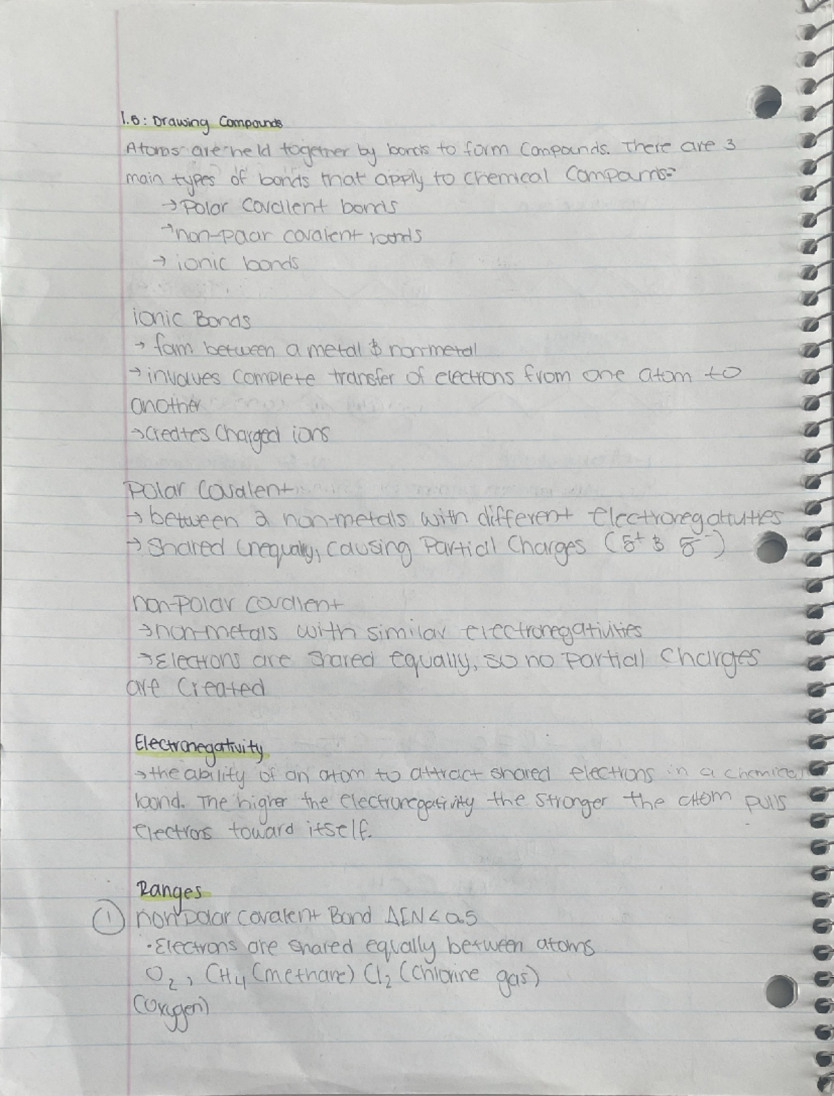 Notebook 1 - Notes - 1: Drawing Compounds Atoms areheld together bonds ...