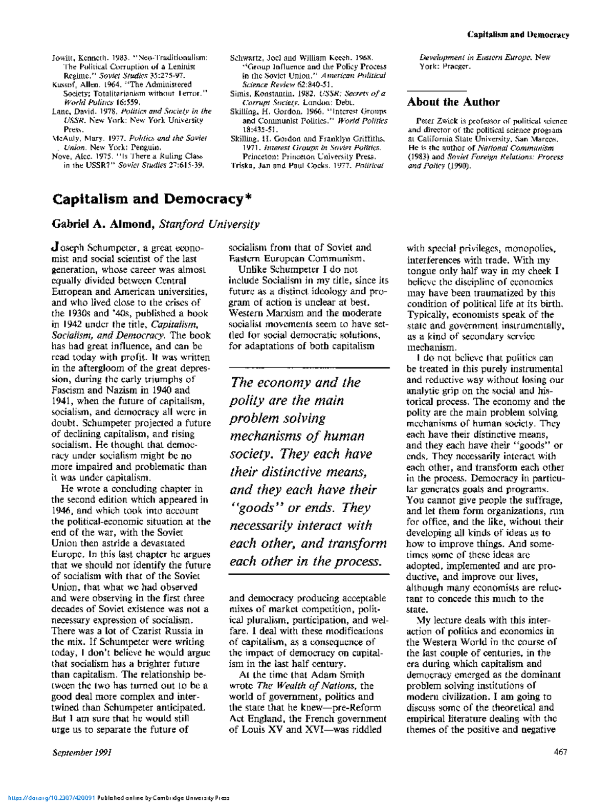 Capitalism and Democracy: Interactions and Impacts (PS 101) - Studocu