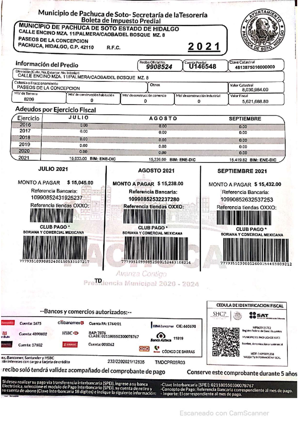 Boleta Predial y Avaluo Comercial - Municipio de Pachuca de Soto ...