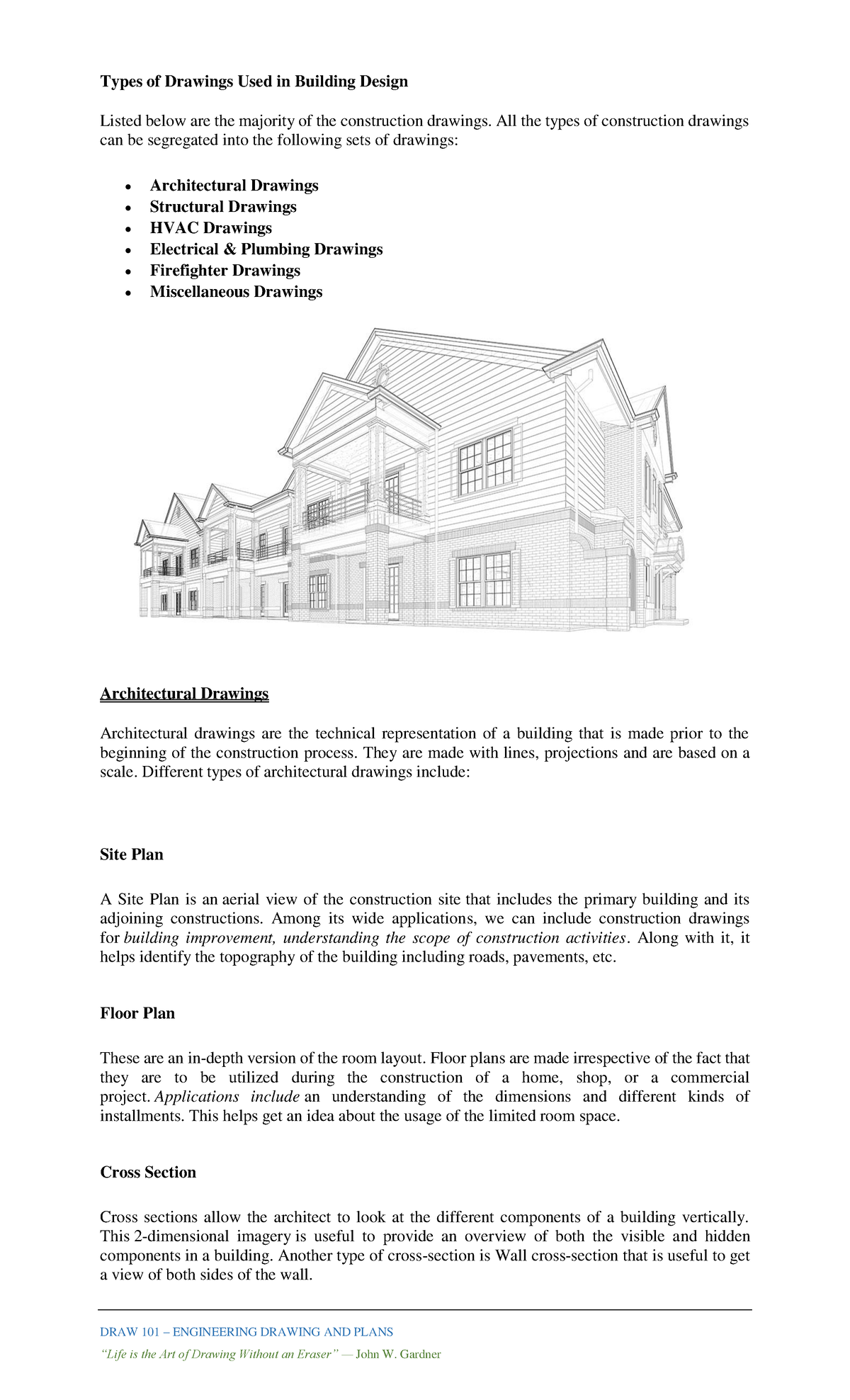 Types of Drawings Used in Building Design - DRAW 101 – ENGINEERING ...