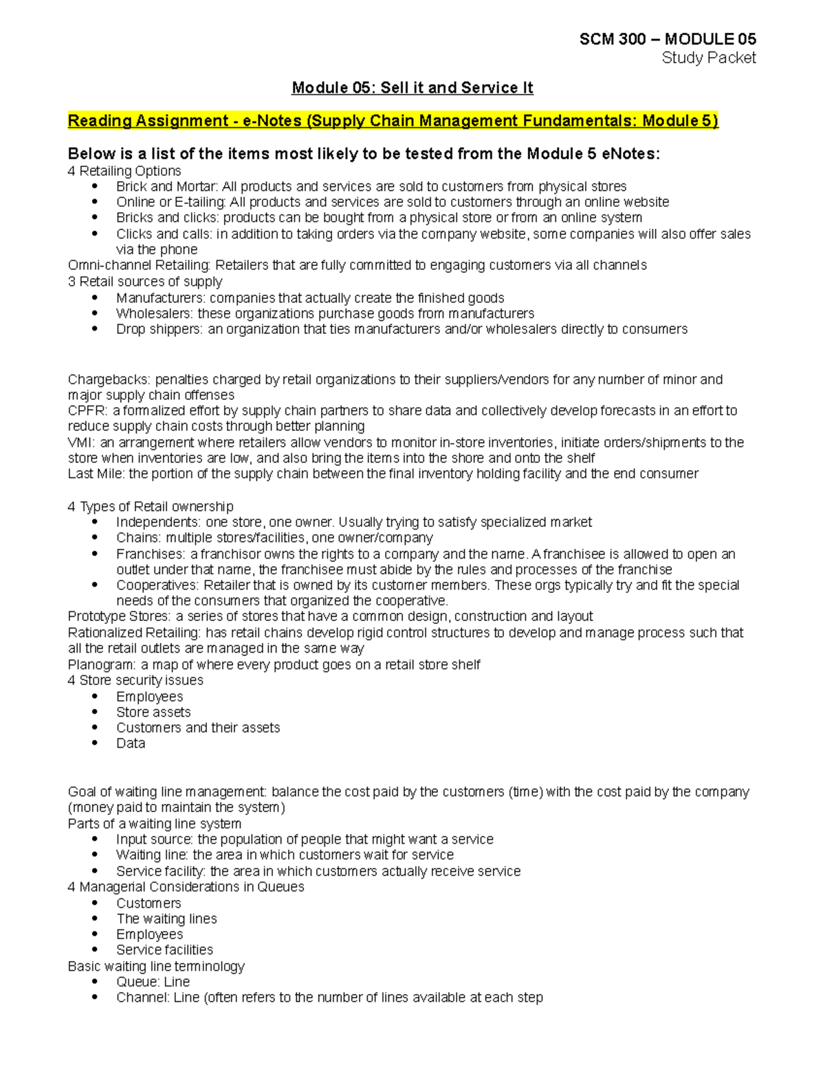 SCM 300 Module 5-8 Exam 2 Study Guide: Key Concepts & Insights - Studocu