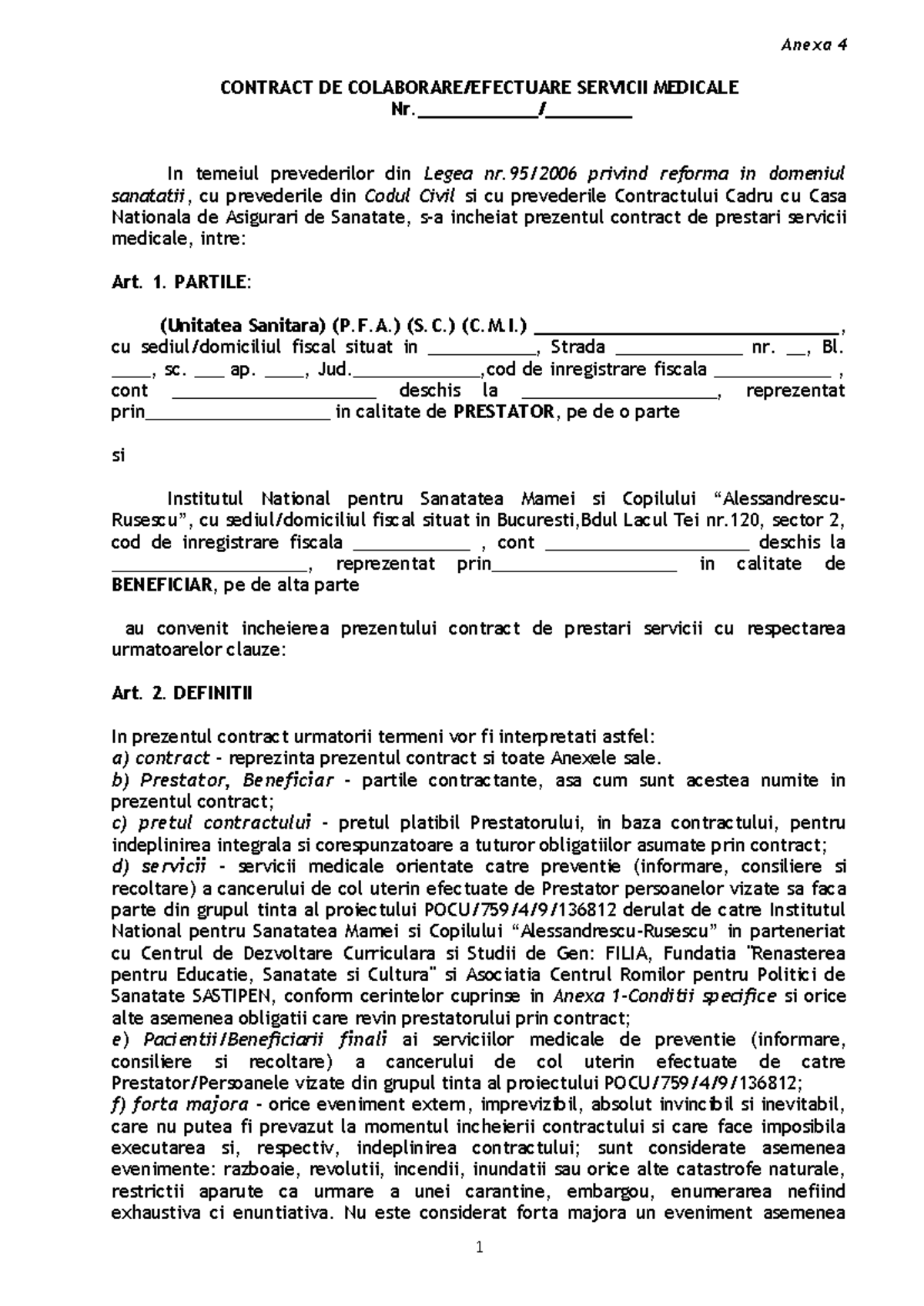 Contract de Colaborare pentru Servicii Medicale - Nr ...