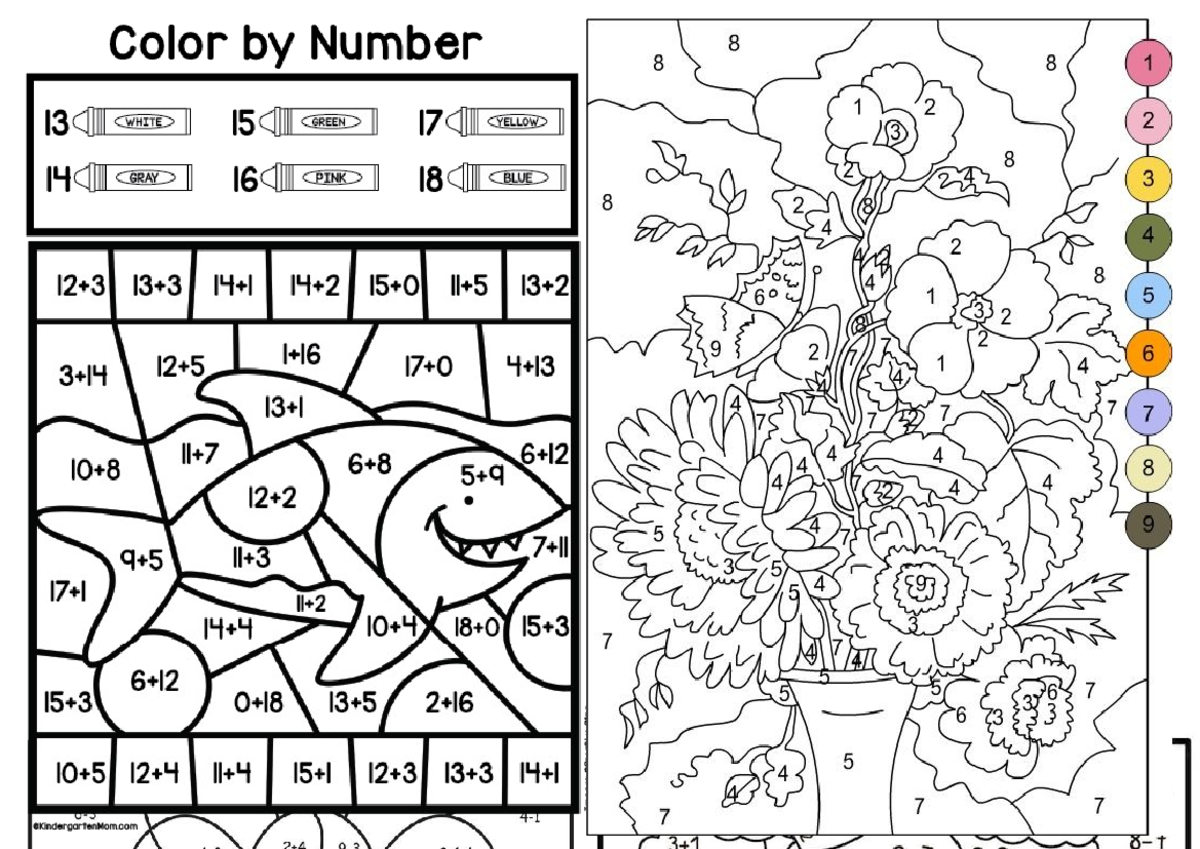 Addition coloring worksheet 2 - General Education - Color Number 8 8 8 ...