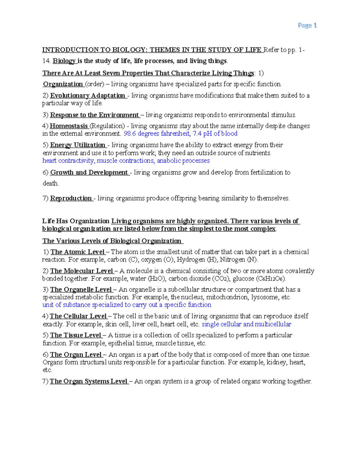 BIO 101: Introduction to Biology - Themes in the Study of Life - Studocu