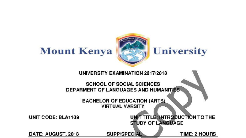 BLA1109 Virtual Supplement: Intro to Language Study Exam Notes - Studocu