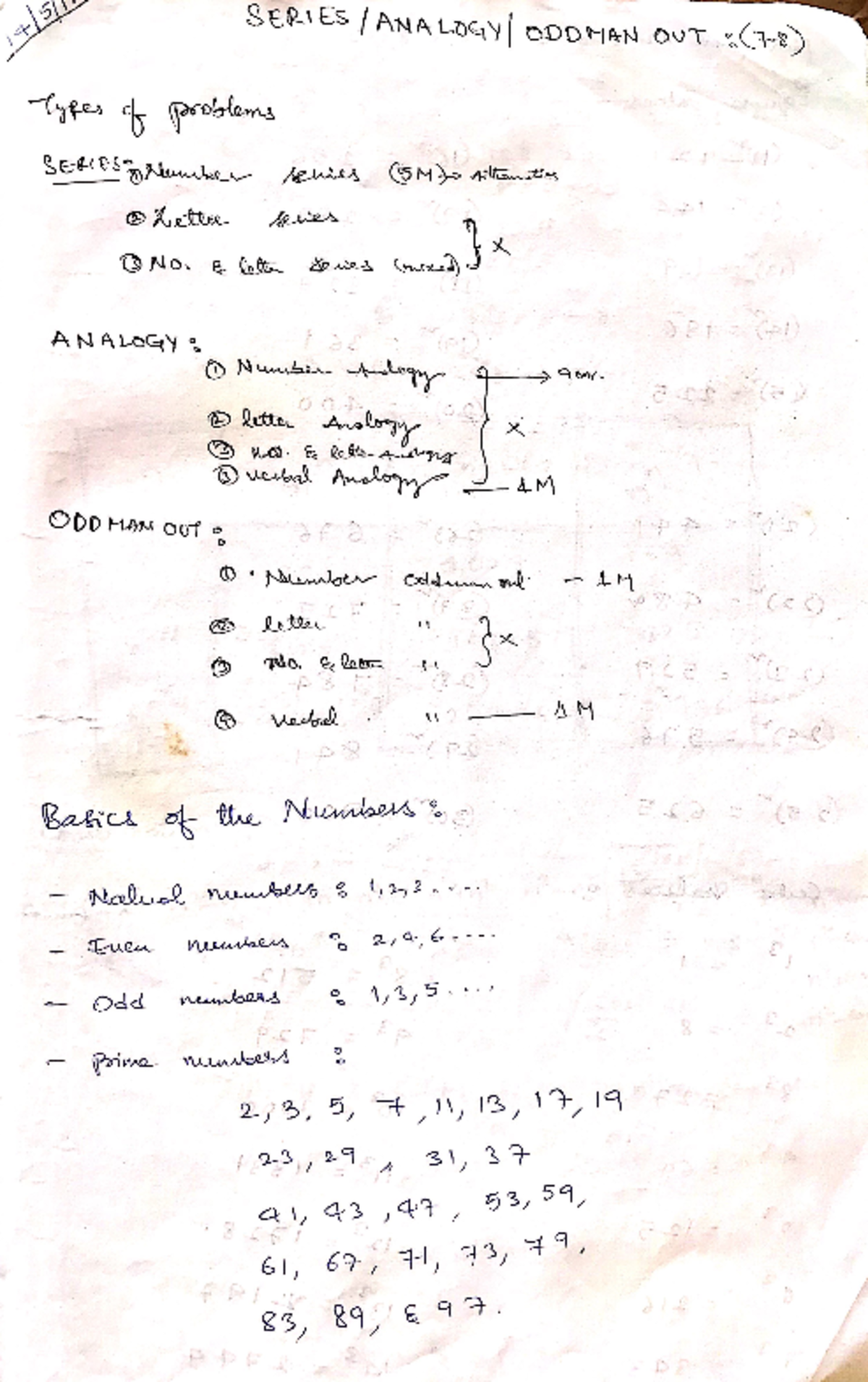 SERIES ANALOGY & ODD MAN OUT Problem Types Analysis (5M) - Studocu