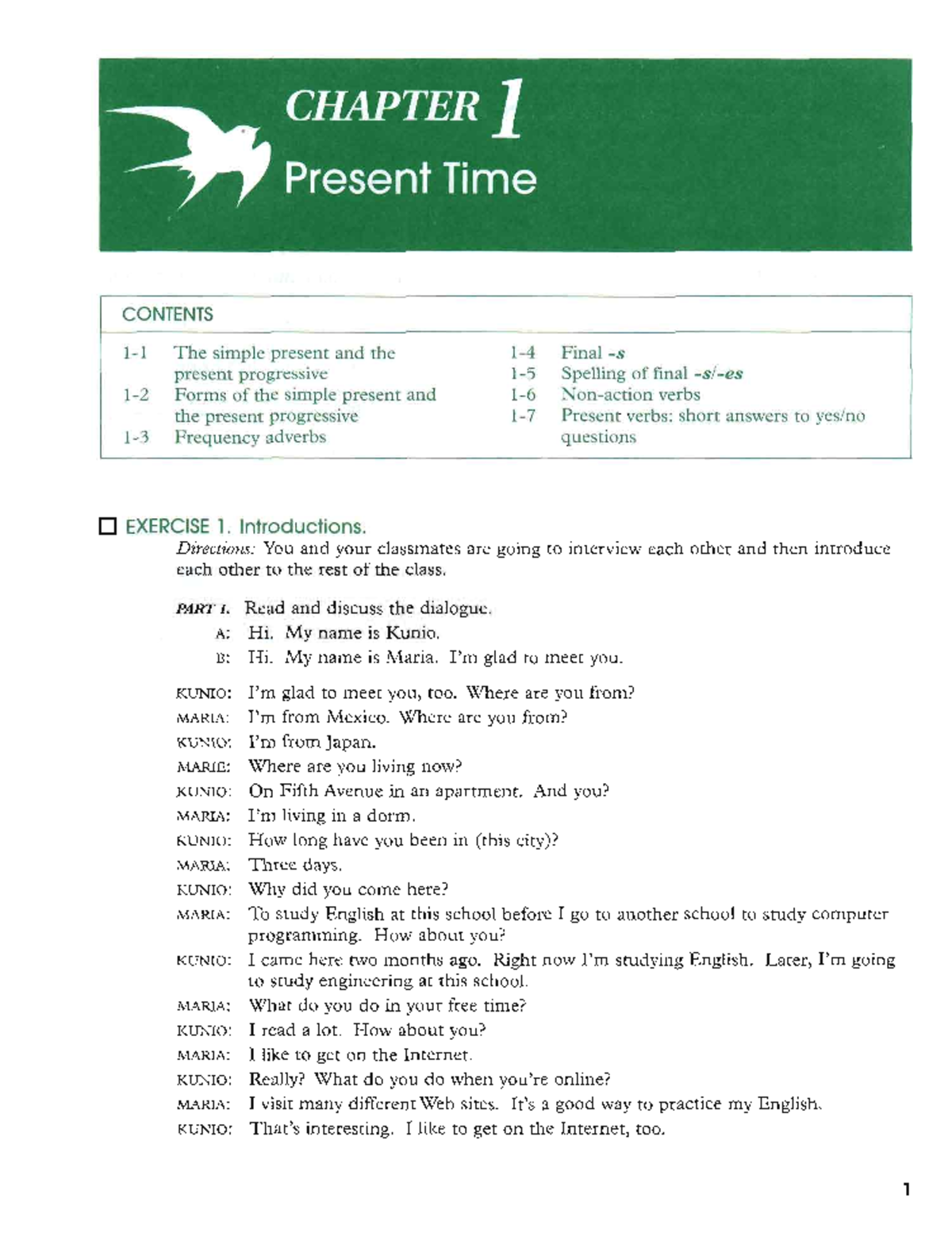 AZAR Fundamentals of English Grammar: Chapter 1 Overview and Exercises ...
