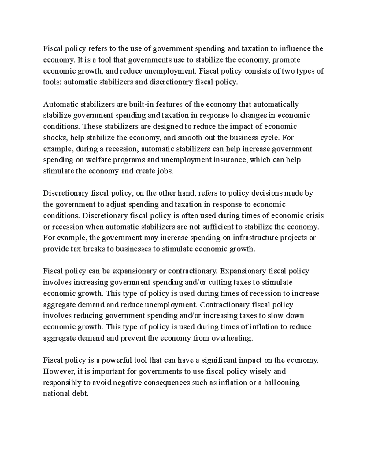 AP Macroeconomics Notes: Understanding Fiscal Policy Fundamentals - Studocu