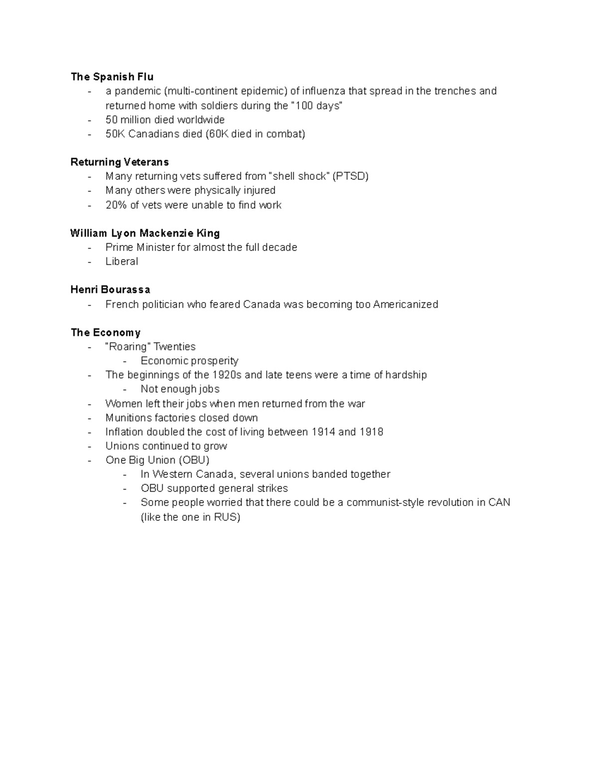 01.Intro to the 1920s - Notes - The Spanish Flu - a pandemic (multi ...