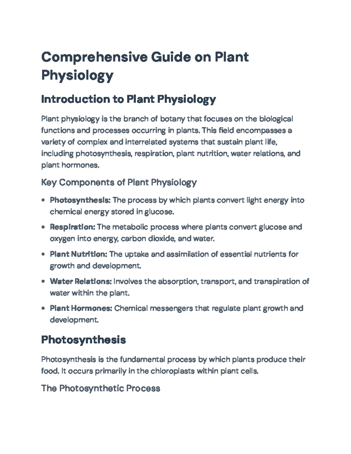 Comprehensive Overview of Plant Physiology: Key Processes Explained ...
