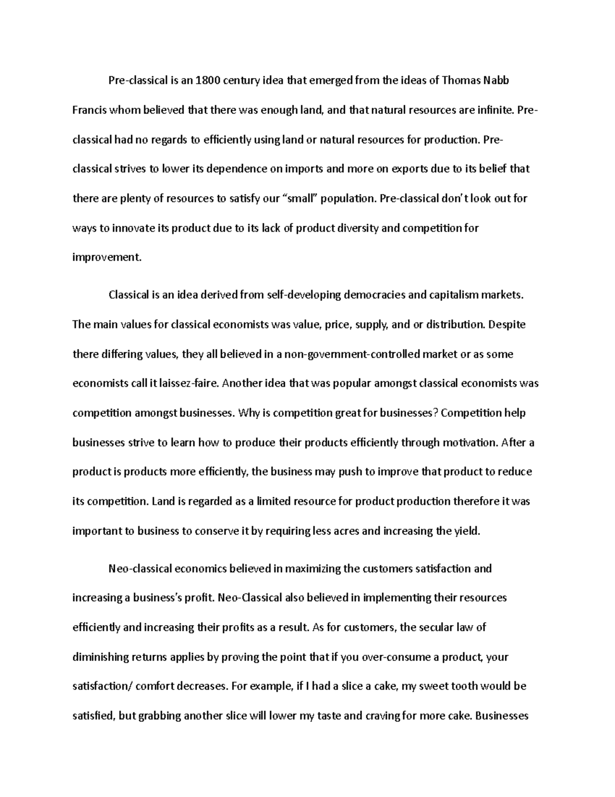 Three Schools of Economic Thought: Pre-Classical, Classical, Neo ...