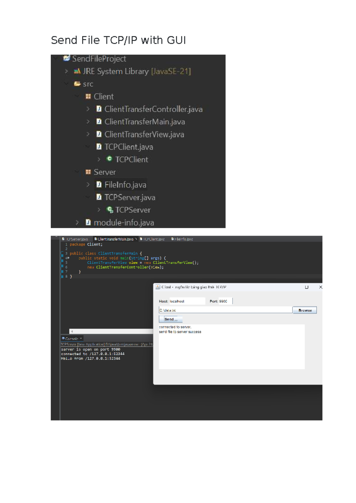 Send File Project - TCP Client/Server in Java - Studocu