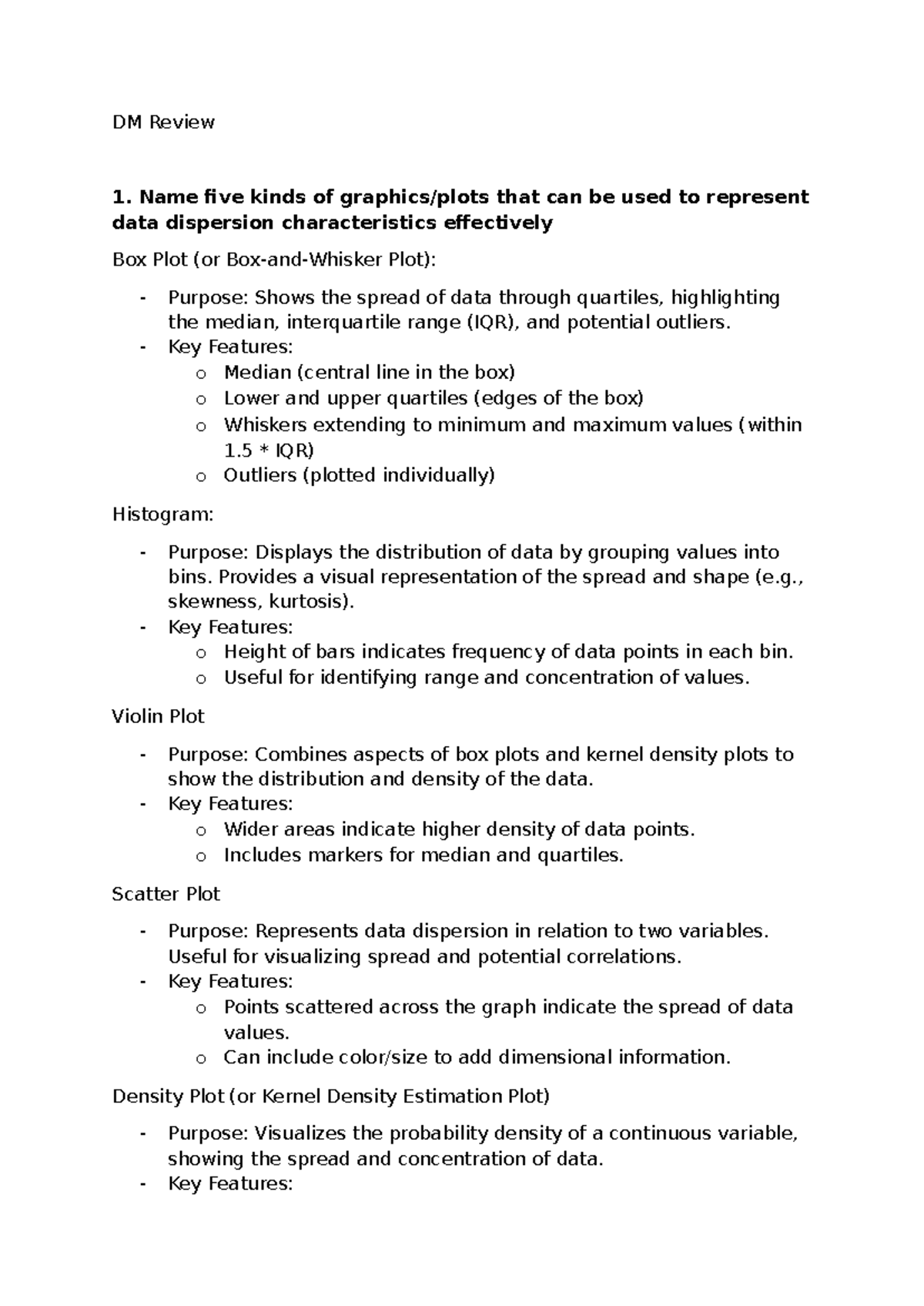 DM Review: Data Dispersion and Classification Techniques - Studocu