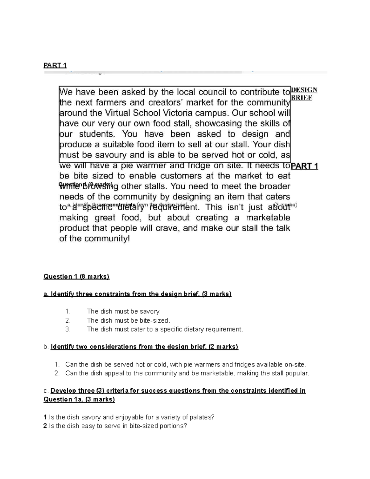 Week 14 Food Studies SAC: Design Brief Analysis and Recipe Development ...