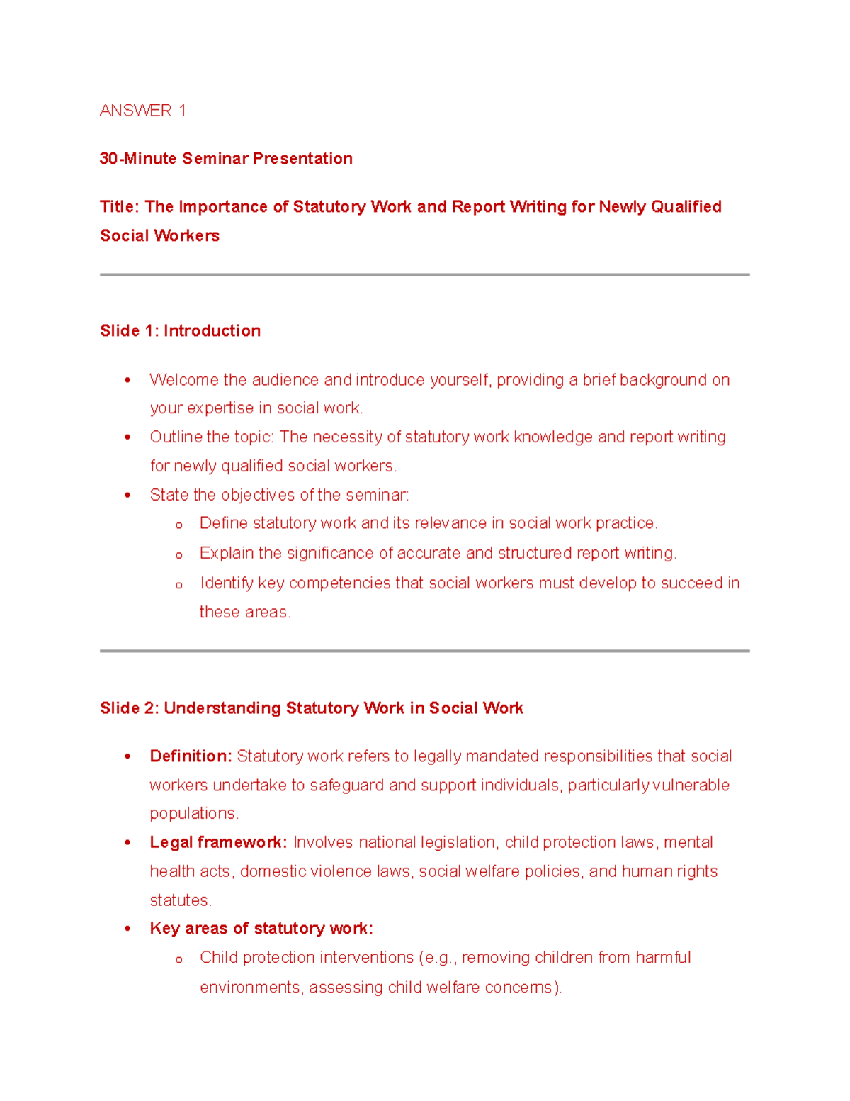 TTM113 Seminar presentation: The importance of statutory work and ...