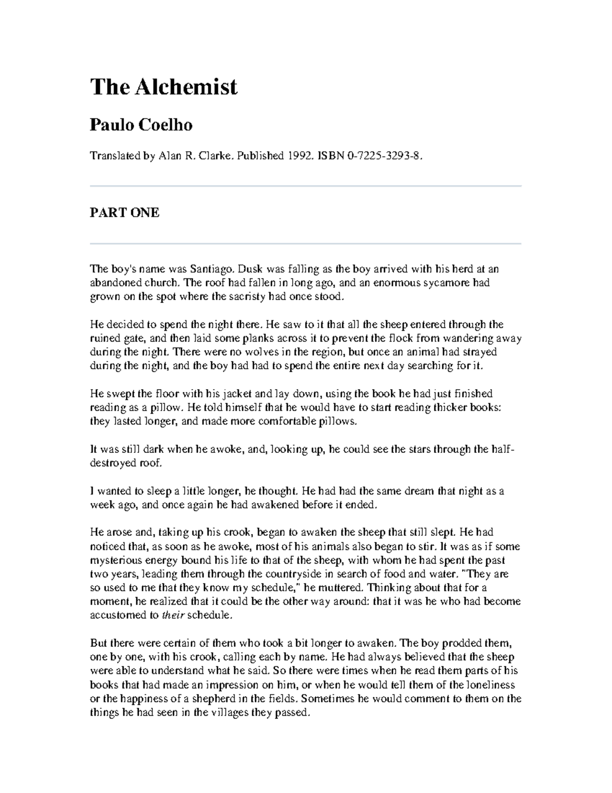 Paulo Coelho's "The Alchemist" Summary & Analysis (1993) - Studocu