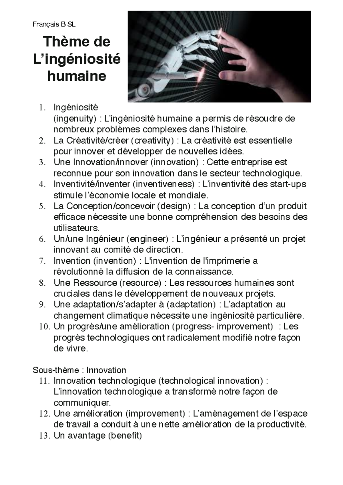 L'ingéniosité humaine et l'innovation - G11&12 Notes - Studocu